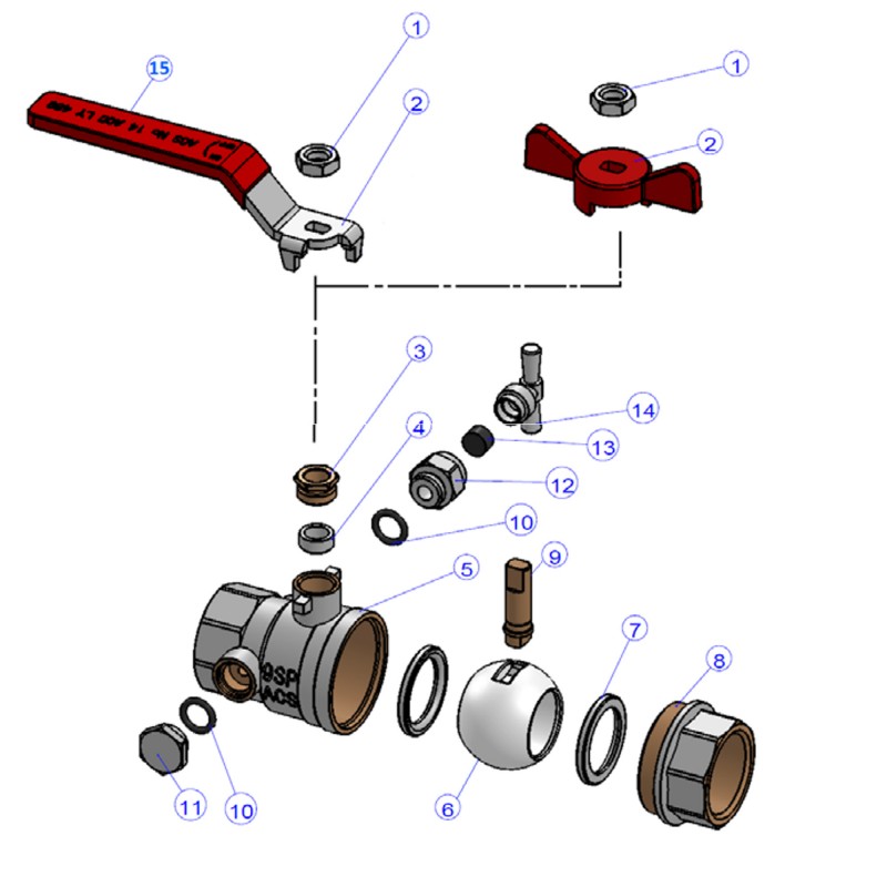 Vanne à sphère laiton référence + femelle - femelle à purge