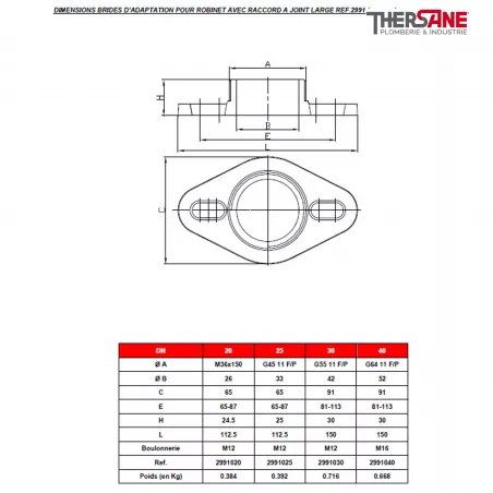 Bride d’adaptation ovale bronze pour robinet avec raccord à joint large ...