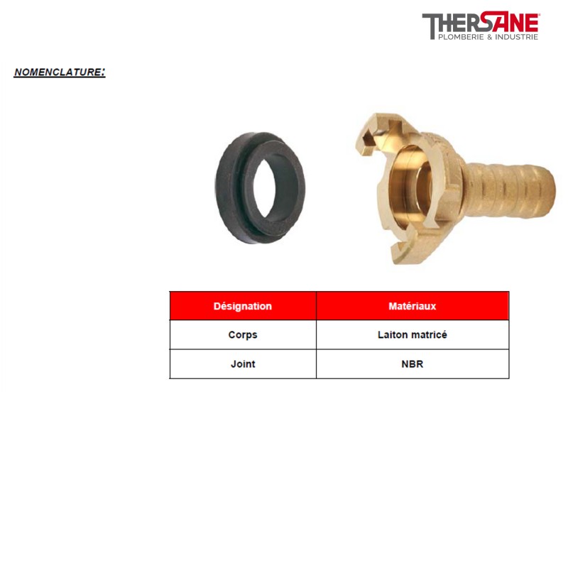 Raccord express laiton femelle sans joint