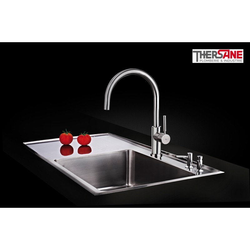 Mitigeur inox massif cuisine VAN10 bec rond