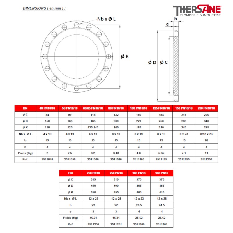 Bride pleine avec peinture époxy