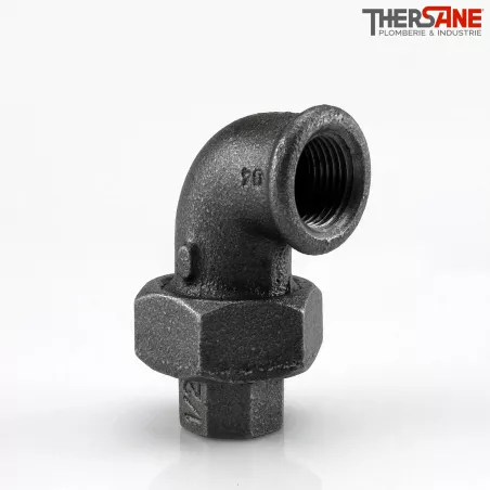 Raccord fileté Coude union femelle à joint conique fonte malléable ...