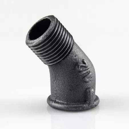 Raccord fonte malléable noir coude 45° mâle femelle fonte malléable ...