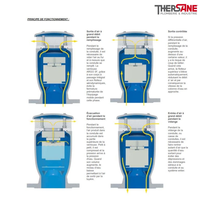 Ventouse triple fonction fonte avec protection anti-belier CSA LYNX RFP