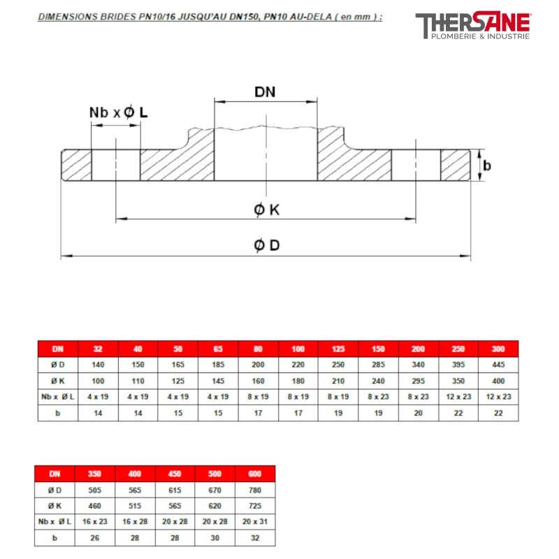 Compensateur de dilatation EPDM à brides tournantes PN10/16